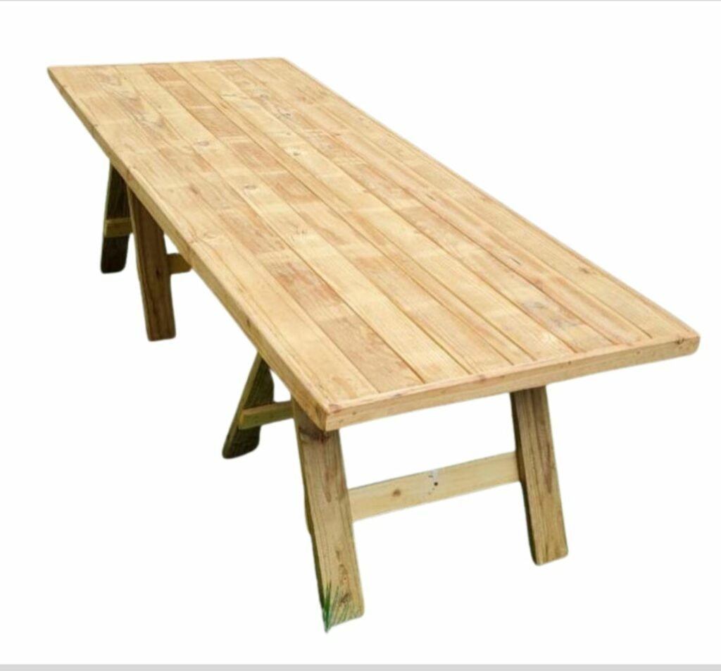 Natural Wood Trestle Table – Fourwayshiring